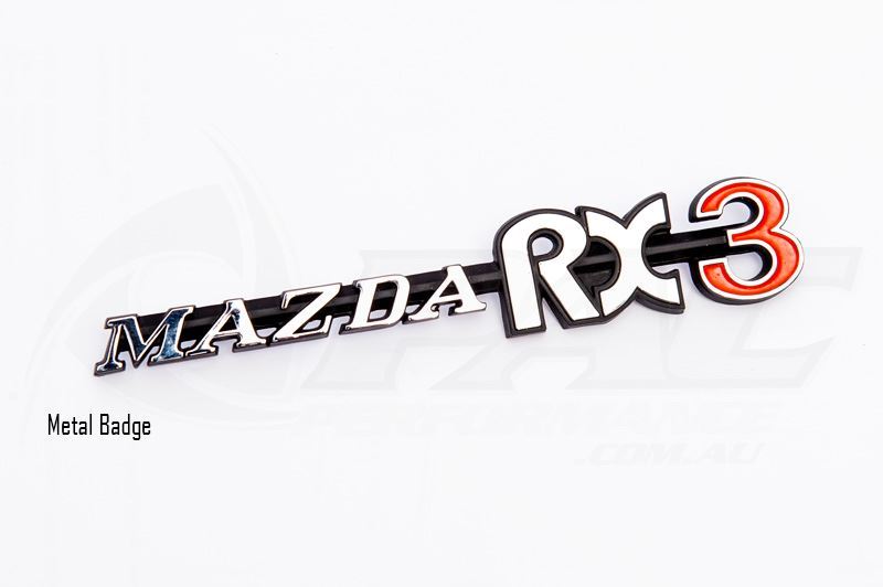 MAZDA RX3 REAR QUARTER BADGE. Pac Performance Racing NZ